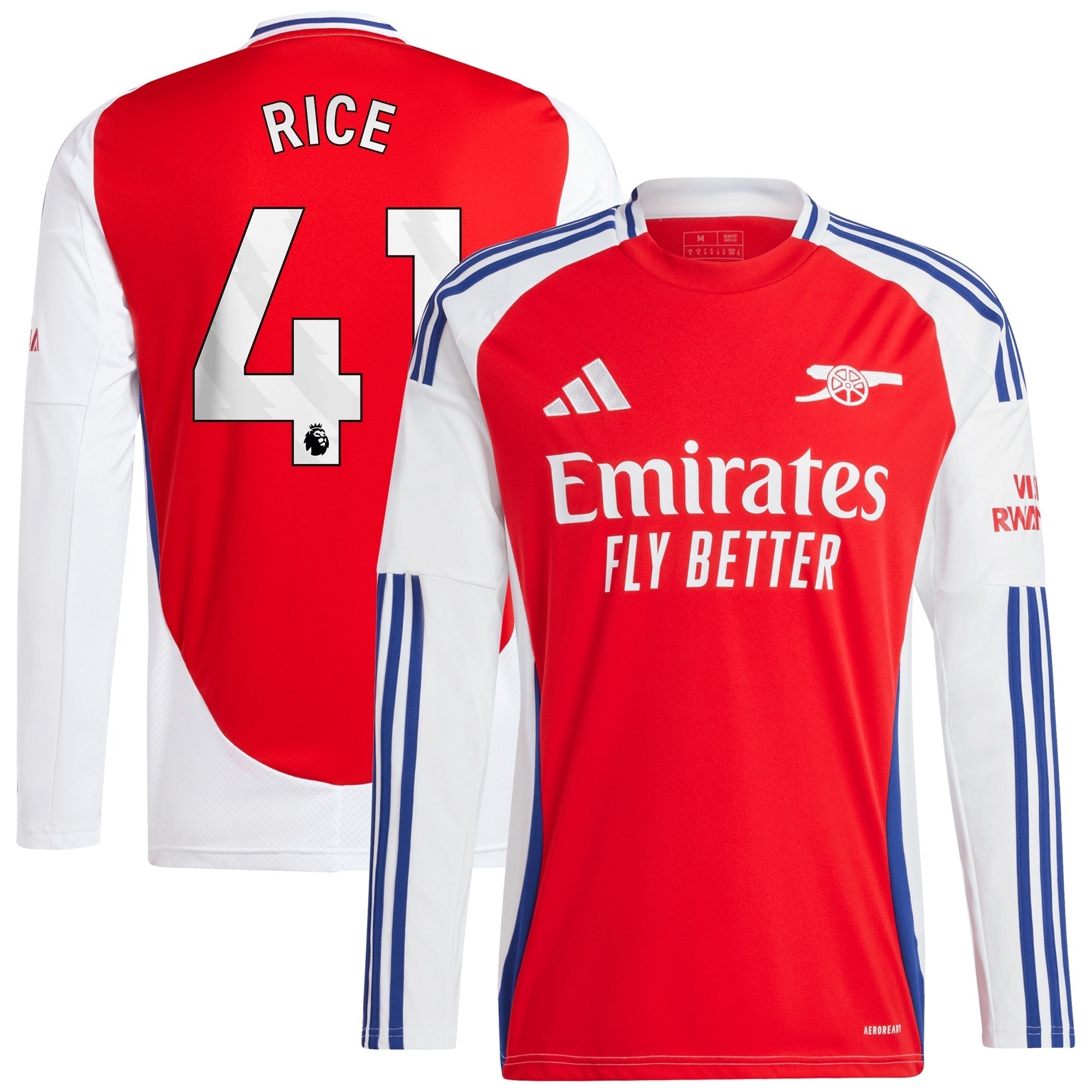 Declan Rice Arsenal 2024/2025 Home Long Sleeve Player Soccer Shirt – R